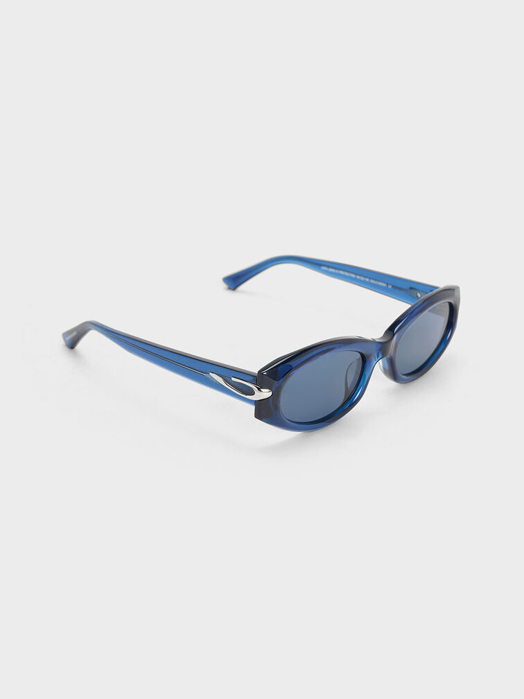 Blue Edie Oval Sunglasses