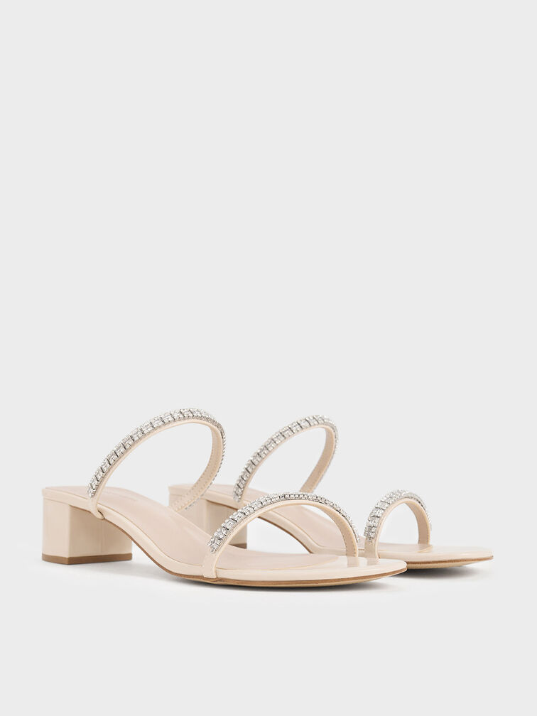 รองเท้าเปิดส้น Cream Ambrosia Gem-Embellished Mules - CHARLES & KEITH TH