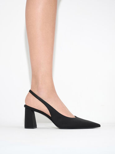 รองเท้าปิดส้น Black Trapeze Heel Slingback Pumps - CHARLES & KEITH TH