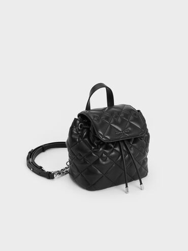 Noir Aubrielle Quilted Backpack - CHARLES & KEITH TH