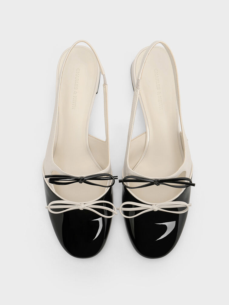 รองเท้าปิดส้น Chalk Dorri Two-Tone Double-Bow Slingback Pumps - CHARLES ...