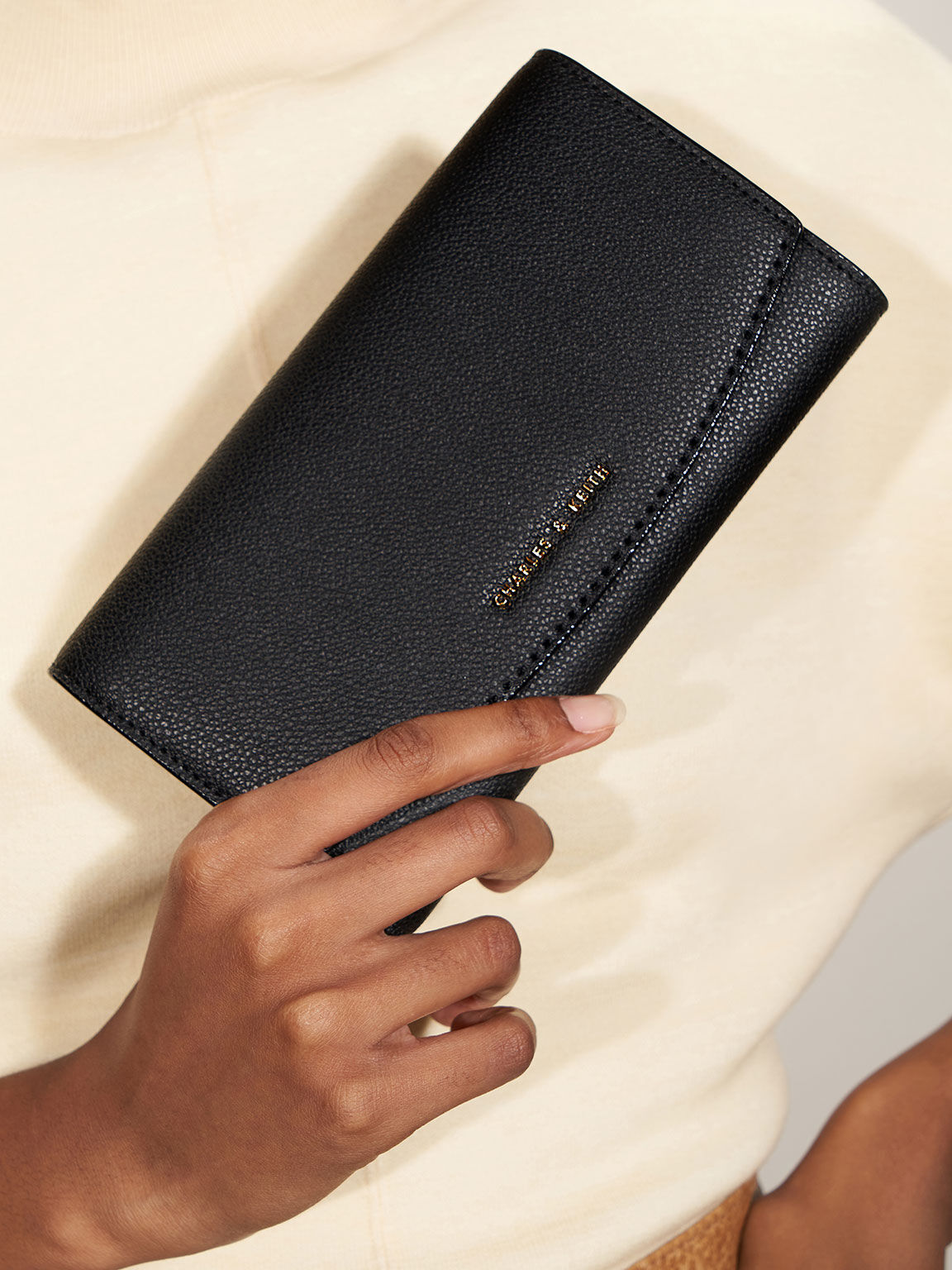 Black Briony Curved Flap Long Wallet CHARLES KEITH TH