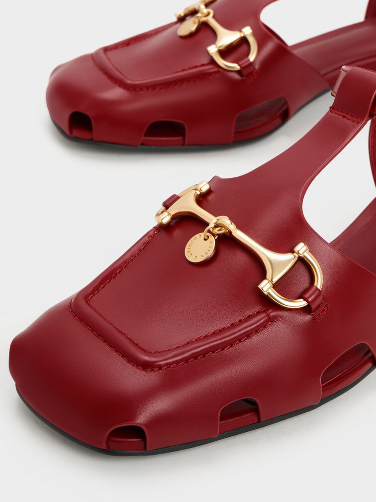 Red Cut-Out T-Bar Pumps - CHARLES & KEITH TH