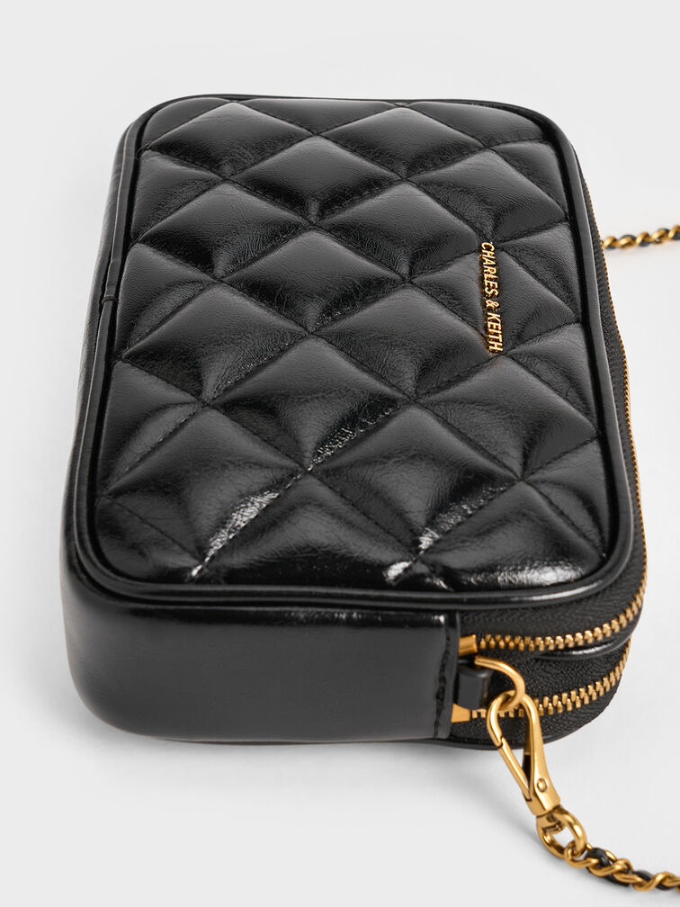 กระเป๋าสะพายข้าง Black Mini Apfra Quilted Crossbody Bag - CHARLES ...