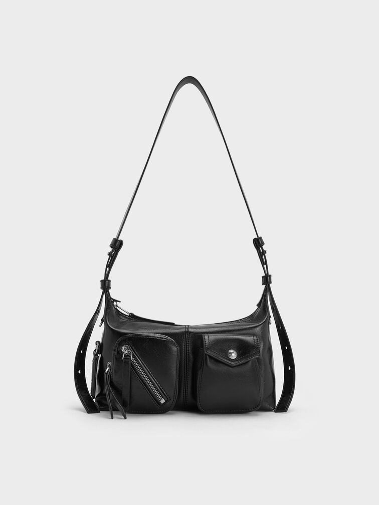 Noir Thora Multi-Pocket Crossbody Bag - CHARLES & KEITH TH