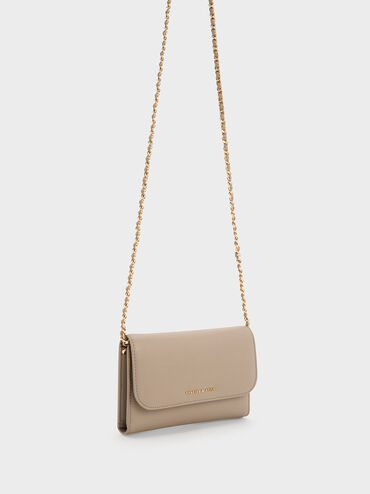 Taupe Octavia Front Flap Long Wallet - CHARLES & KEITH TH