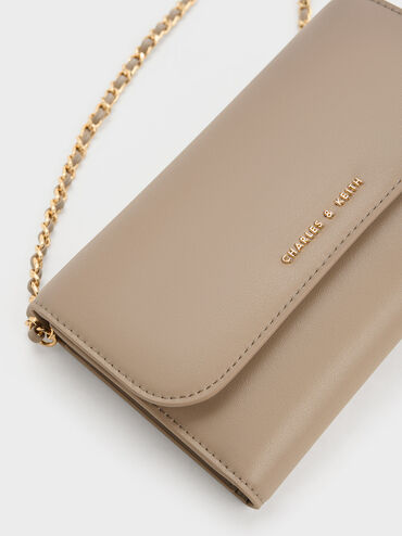 Taupe Magnetic Front Flap Long Wallet - CHARLES & KEITH TH