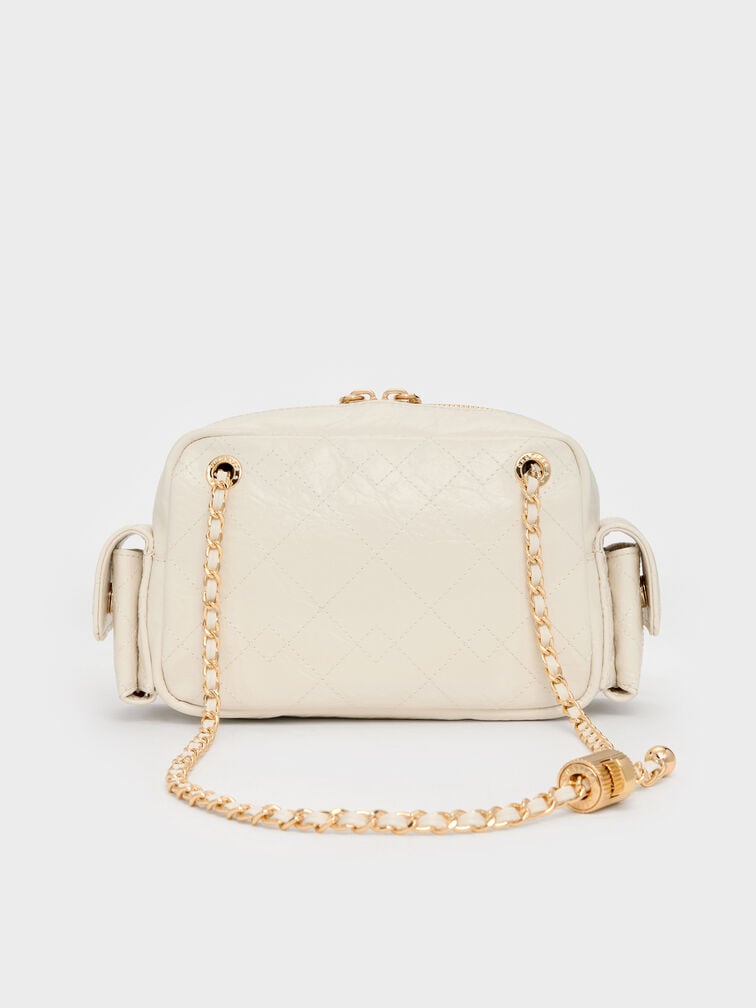 Cream Duo Quilted Crossbody Bag - Cream - CHARLES & KEITH TH