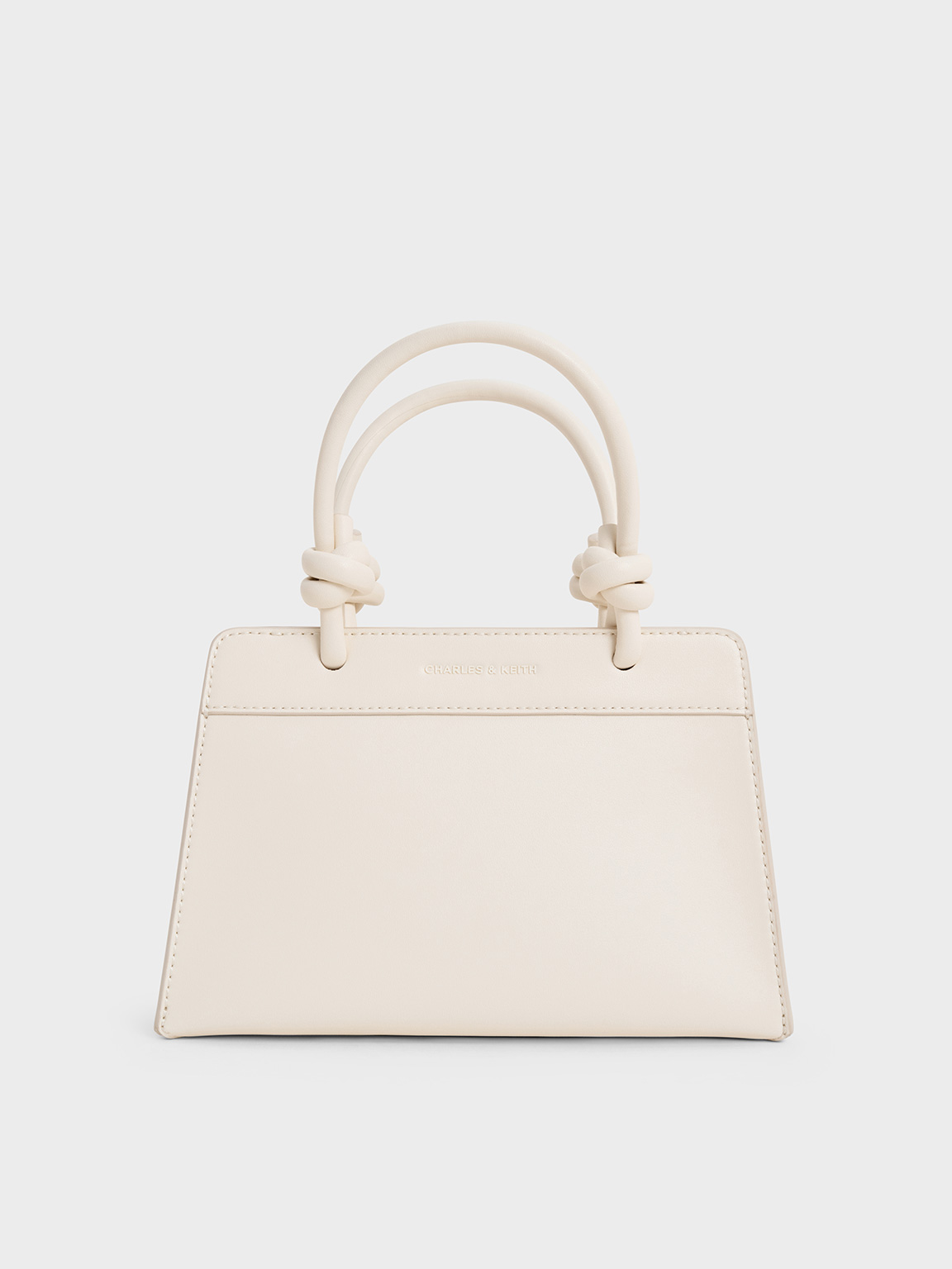 Cream Sabine Knotted-Handle Trapeze Tote Bag - CHARLES & KEITH TH
