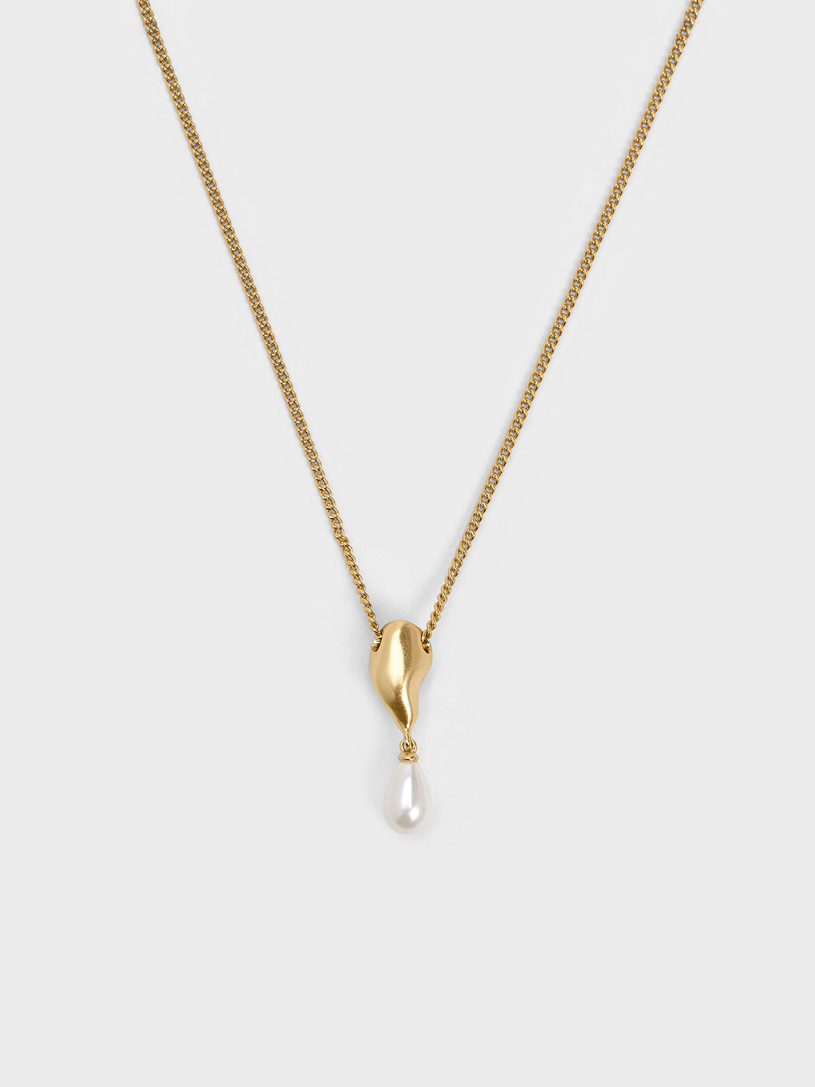 สร้อยคอ Brush Gold Corrine Teardrop Pearl Necklace - CHARLES & KEITH TH