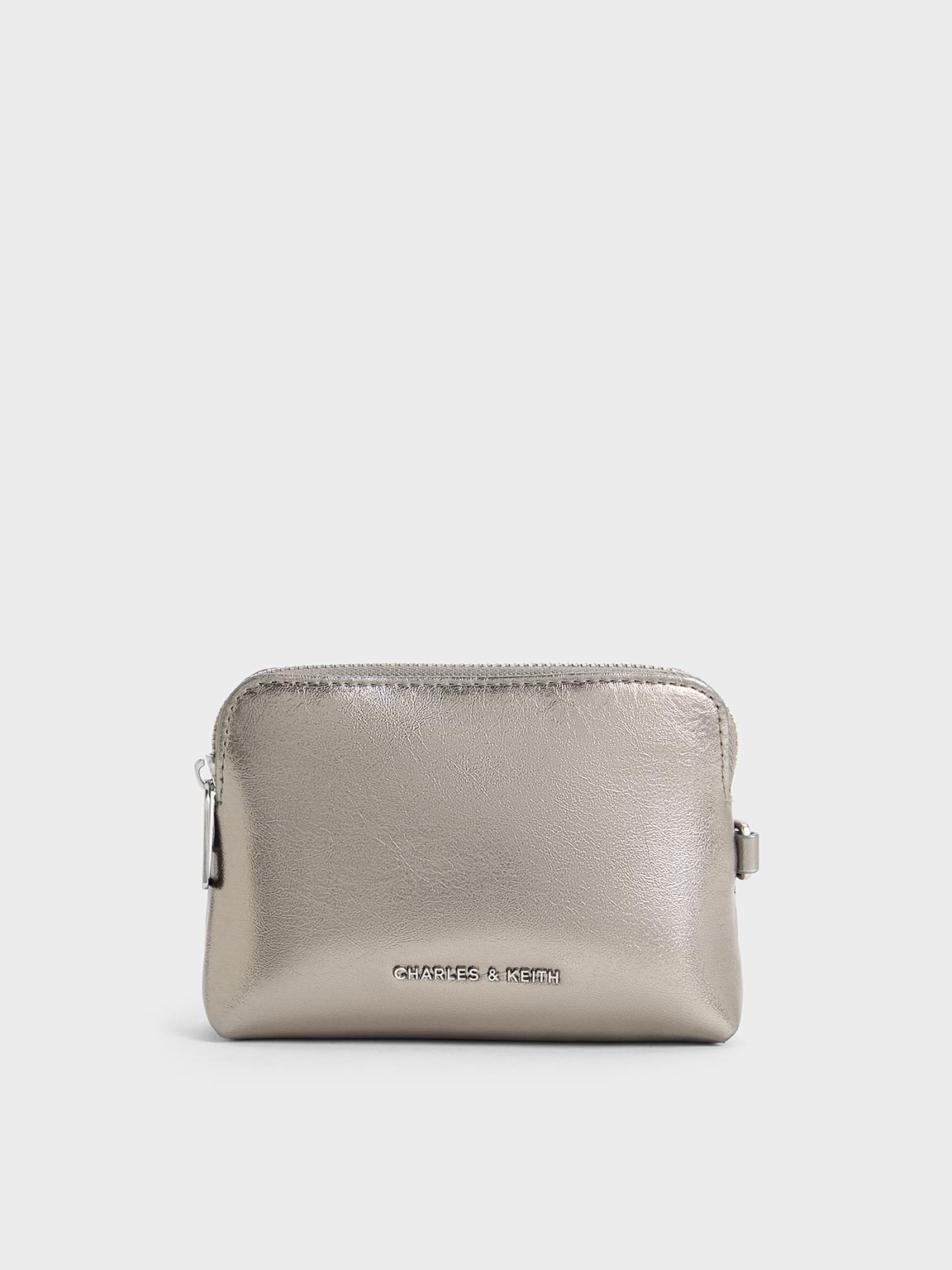 Pewter Atwood Metallic Crinkle-Effect Chain-Handle Pouch - CHARLES ...