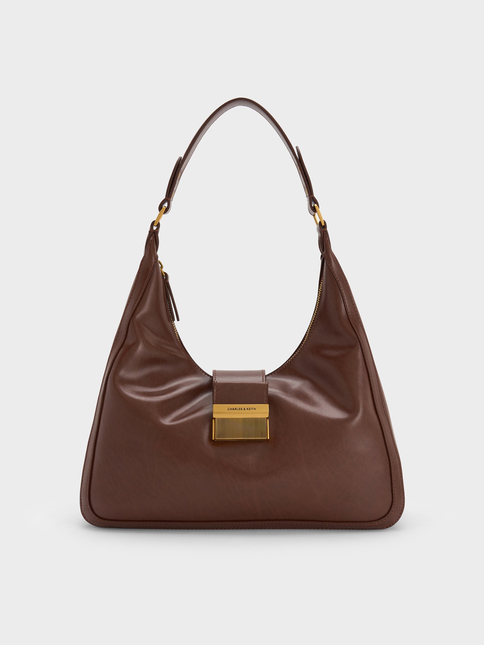 Dark Brown Charlot Hobo Bag - CHARLES & KEITH TH