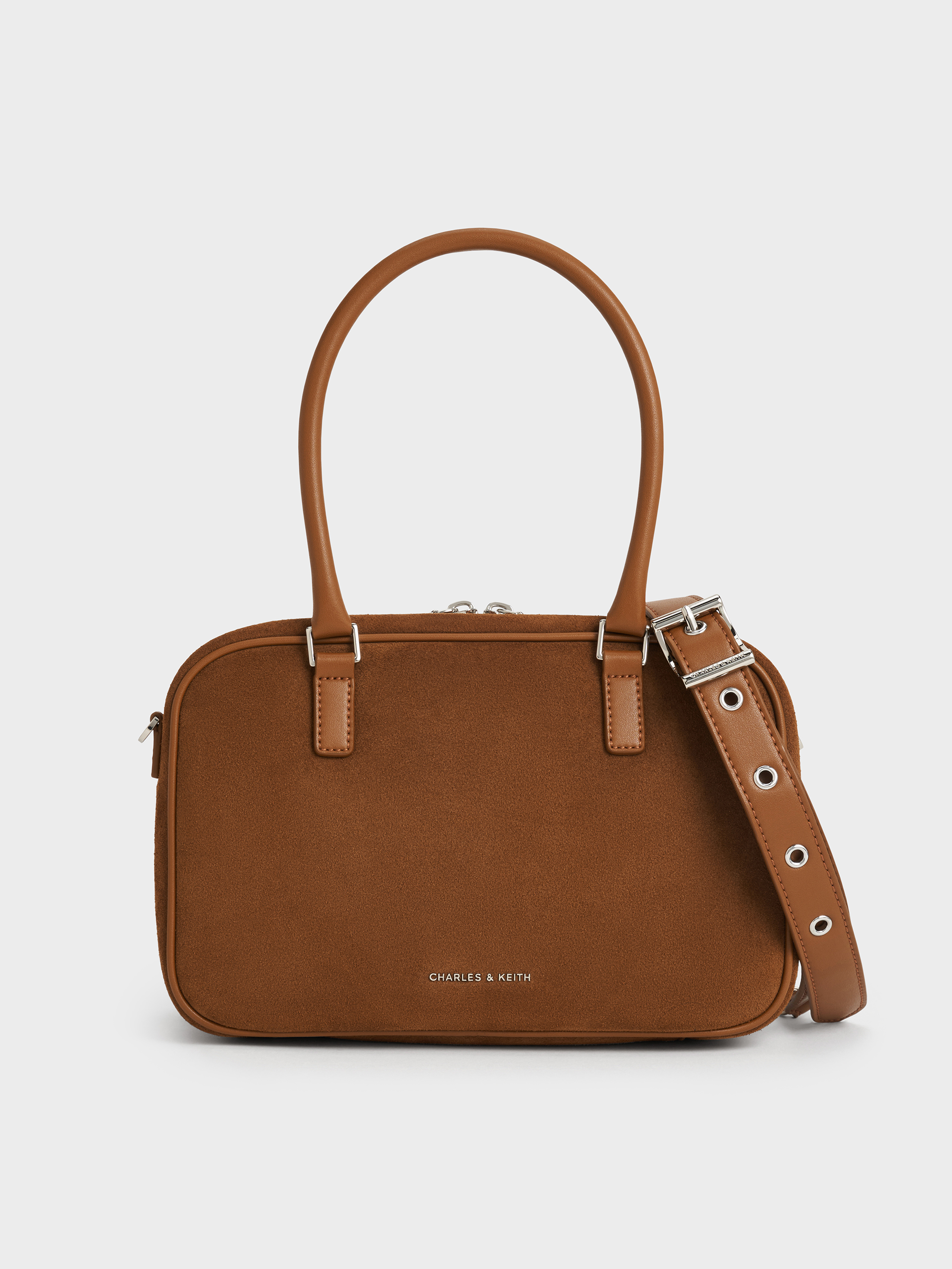 กระเป๋าโบว์ลิ่ง Sienna Brown Sianna Recycled Suede Bowling Bag - สีเซียนนาบราวน์ - กระเป๋า ...