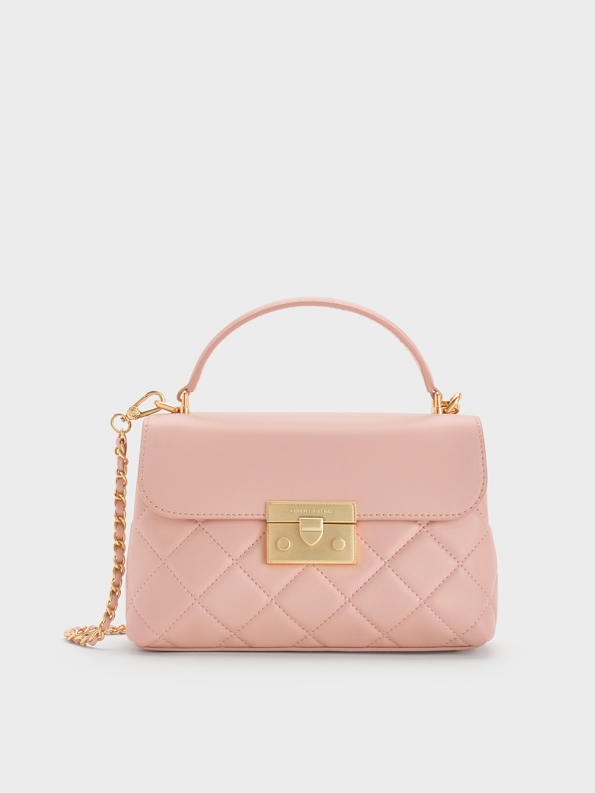 กระเป๋าถือ Light Pink Alva Quilted Top Handle Bag - CHARLES & KEITH TH