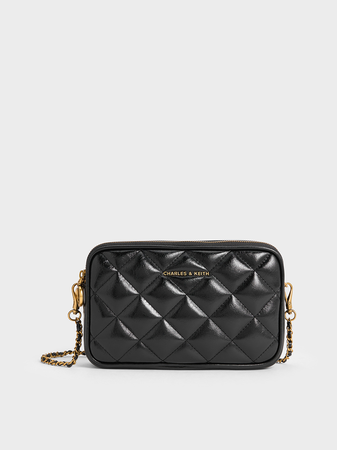 กระเป๋าสะพายข้าง Black Mini Apfra Quilted Crossbody Bag - CHARLES & KEITH TH