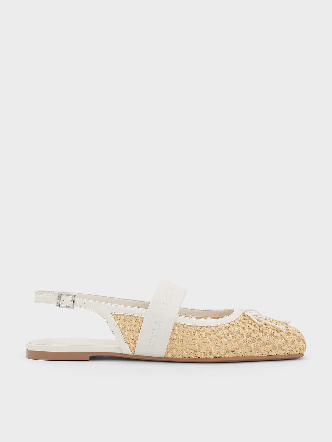 Sand Lyric Woven Bow Slingback Flats - Sand - Sale - CHARLES & KEITH TH